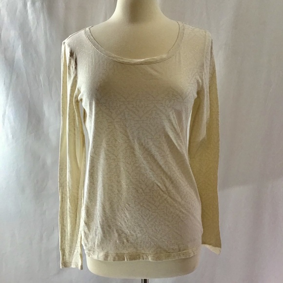 LOFT | Tops | Loft Long Sleeve Top With Metallic Gold Texture | Poshmark